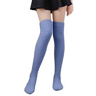 Generic Cocila Chaussettes Thermiques Pour Femmes En Polaire Corail &Agrave; Rayures Athl&eacute;tiques L&eacute;g&egrave;res Color&eacute;es D&eacute;contract&eacute;es De Genoux Longues Bas Hauts Cuisse Ch