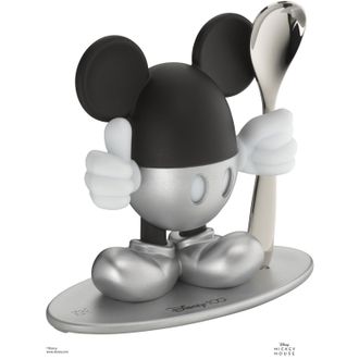 WMF Eierbecher mit Löffel Disney Mickey Mouse, Eierbecher lustig für Kinder, Kunststoff, Eierbecher Kinder, Cromargan Edelstahl poliert, spülmaschinengeei
