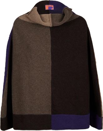 Gallo Gallo, Femme, Vestes, Multicolore, Taille: ONE Size Poncho lana fantasia color block