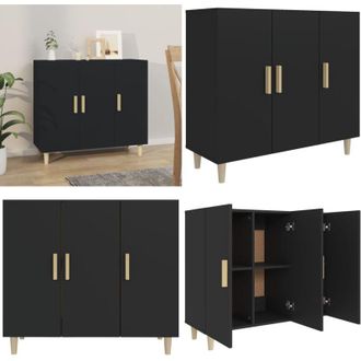 vidaXL Sideboard Schwarz 90x34x80 cm Holzwerkstoff - Schreibtisch - Wohnzimmerm&ouml;bel - Sideboard Schwarz - Holz Sideboard - Regal - Home & Living