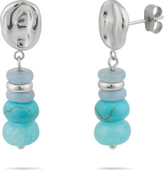 Tamaris Ohrring - Ohrringe aus Edelstahl mit bunten Natursteinen - Silber - 3,1 cm - wasserfest & hautfreundlich