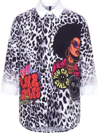 Angel Of Style Longbluse Bluse oversized Leo Drucke Fledermaus&auml;rmel