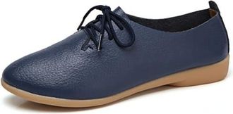 Generic Mocassins Plats à Lacets et Bout Pointu pour Femmes, élégants et antidérapants, ou Baskets de Travail Oxford Formelles,Dark Blue,44 EU