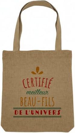 Fabulous Sac Shopping Tote Bag Aspect Lin - Certifi&eacute; meilleur Beau Fils de lunivers Famille - Sac de Courses Toile Epaisse 360g Beige Naturel Cabas Port&eacute; Epaul