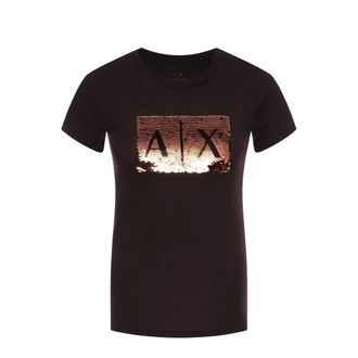 A|X Armani Exchange Sequin AX Logo T-Shirt - Black