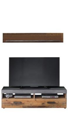 Trendteam Indy - Wohnwand - Grau/Eiche - TV-Unterteil mit Wandboard - (BxHxT) 139 x 41 x 40 cm - Wohnzimmermöbel für Fernseher bis 65