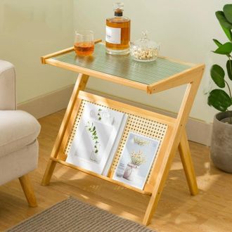 Generic Nachttisch, kleines Nachttischregal in der Nähe des Schlafzimmerbetts, 55 cm lang, Haushalts-Seitenschränke und Wohnzimmertisch(Wood)