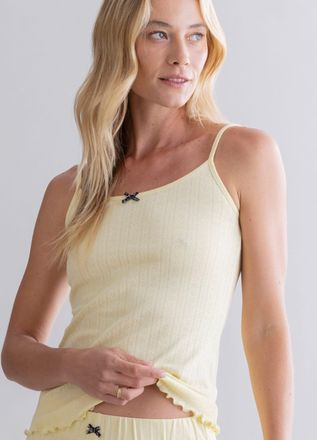 Hey Honey Top Pointelle Top Pastel Yellow
