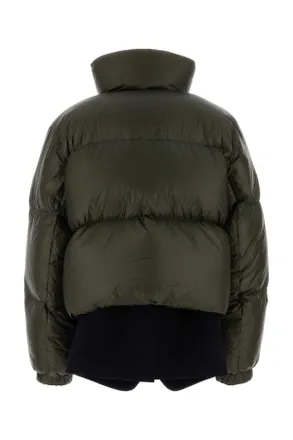 sacai Womens Olive Green Nylon Down Jacket Khakinavy Camicie Shirt