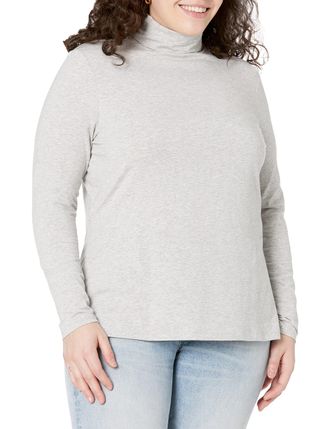 Amazon Essentials Damen Langärmliger Rollkragenpullover (in Übergröße erhältlich), Grau Meliert, XS