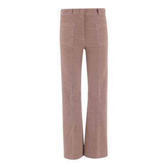 Ql2 Quelledue Stretch Cotton Velvet Pants - - Trousers - Damen - Rosa - L