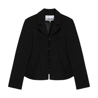Ganni Femme, Vestes, Noir, Taille: 36 FR Blazer Noir pour Femmes