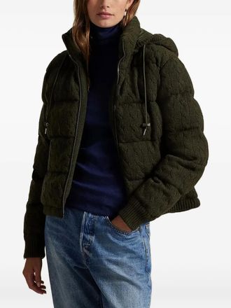 Polo Ralph Lauren veste en maille torsad&eacute;e &agrave; capuche - Vert