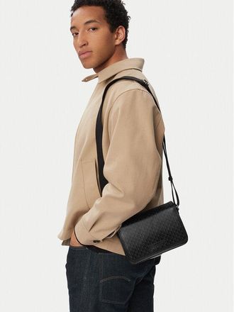 Calvin Klein Umh&auml;ngetasche Emblem Aop Coated Small Flap Mes LV04D3396G Schwarz
