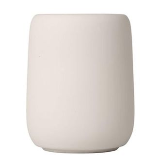 Blomus SONO- Zahnputzbecher aus Keramik, Moonbeam, Zahnb&uuml;rstenhalter mit Platz f&uuml;r Zahnb&uuml;rste und Zahnpasta, Soft-Touch, exklusives Badaccessoire (H / B / T: