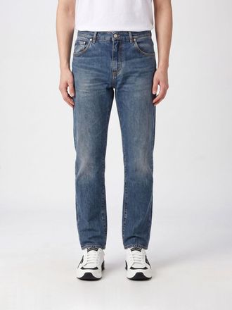 Dolce & Gabbana Jean slim en denim de coton avec plaque logo arri&egrave;re