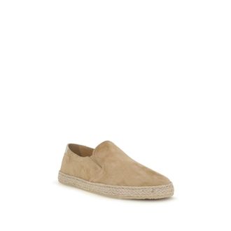 Brunello Cucinelli Mens Beige Calf Leather Bos Taurus Espadrilles Shoe