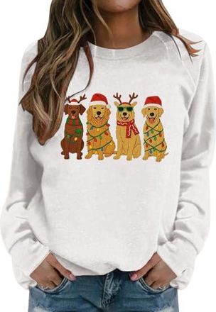 Generic Pull Moche Femme Sweat-Shirt Femme Col du Cou Manches Longues Confort DéContracté sans Capuche Polaire Douce Parfait Vacances FêTes Tendance Mode