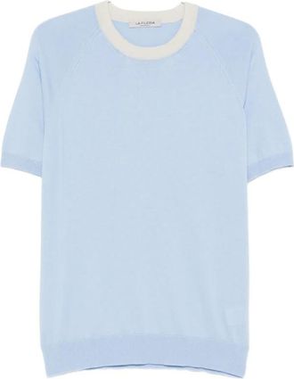 La Fileria Homme, Pulls, Bleu, Taille: 4XL T-shirt en maille &agrave; manches courtes et col rond