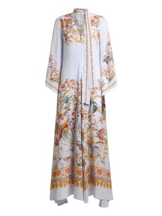 Etro robe &agrave; fleurs imprim&eacute;es - Bleu