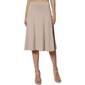 Generic Jupe midi trap&egrave;ze pour femme - Taille haute - Longueur genou - Coupe &eacute;vas&eacute;e d&eacute;contract&eacute;e, 1A-Beige, XXL