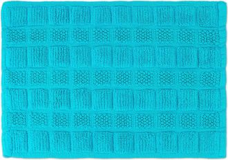 Relaxdays Badematte Baumwolle, 60 x 40 cm, rutschfest, waschbar, Vorleger für Badezimmer, Badteppich rechteckig, türkis