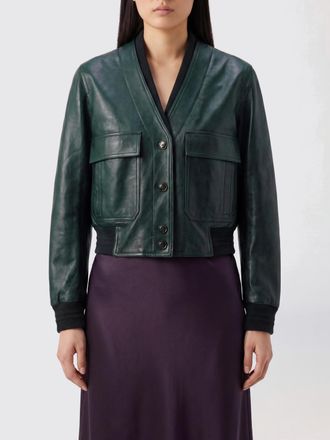 Gucci Bomber court en cuir de veau coupe slim avec bordures &eacute;lastiqu&eacute;es