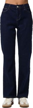 Pieces Pckelly MW Straight Jeans Rinse Noos BC Droit, Bleu foncé Denim, 31W / 30L Femmes