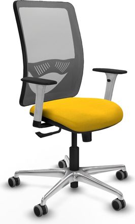 Piqueras y Crespo B&uuml;rostuhl aus Stoff, h&ouml;henverstellbar, Rollen Zulema mit wei&szlig;en und schwarzen Armlehnen, h&ouml;henverstellbare Lendenwirbelst&uuml;tze, Grau/Gelb