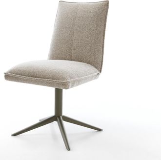 DELIFE Drehstuhl Lelio-Flex Webstoff Soft Beige Fu&szlig;kreuz Effektfinish Titan 360&deg; drehbar Wippfunktion Taschenfederkern, Esszimmerst&uuml;hle