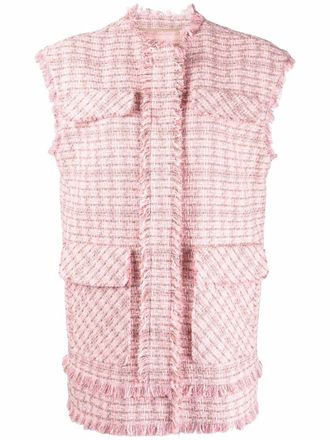 Msgm gilet frangé en tweed - Rose