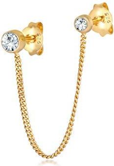 Elli Boucles dOreilles Boucles doreilles doubles pour dames avec cristaux en argent sterling 925