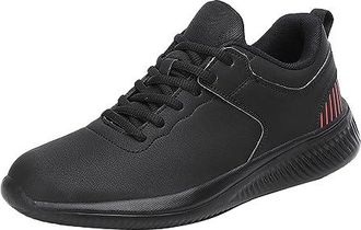 Generic Chaussures de jogging pour homme - Noir - L&eacute;g&egrave;res - Chaussures de sport avec lacets - Chaussures de loisirs - Semelle plate - Chaussures basses antid&eacute;