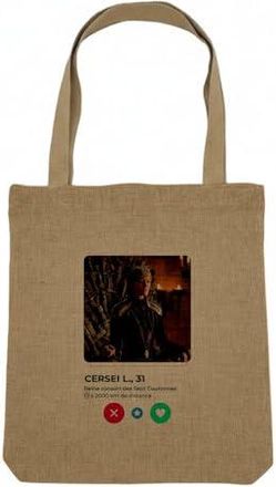 Fabulous Sac Shopping Tote Bag Aspect Lin - Cersei Lannister R&eacute;seau Social Rencontre Amour - Sac de Courses Toile Epaisse 360g Beige Naturel Cabas Port&eacute; Epaule