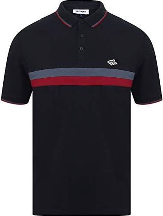 Le Shark Lytham Polo rayé en coton piqué pour homme - Bleu - Small