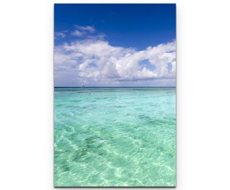 Paul Sinus Art Leinwandbilder | Bilder Leinwand 90x60cm T&uuml;rkises Meer bei einer tropischen Insel