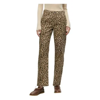 DKNY Dkny - High-Rise Leopard Wide Leg - Femme - Jeans - Brun - Taille: W30