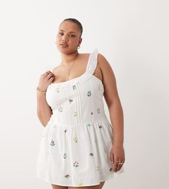Esm&eacute;e Esm&eacute;e Curve - Mini-Strandkleid in Wei&szlig; mit Bl&uuml;mchenmuster