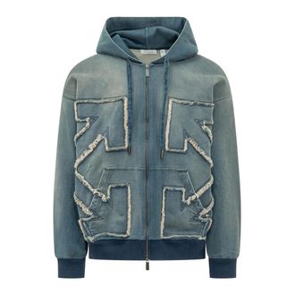 Off-white Homme, Vestes, Bleu, Taille: L Arrow Distr Sweat &agrave; capuche