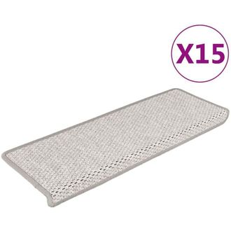 vidaXL Tapis descalier autocollants 15 pcs 65x21x4 cm Beige