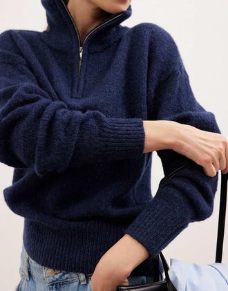 NA-KD Pullover mit Rei&szlig;verschluss in Marineblau