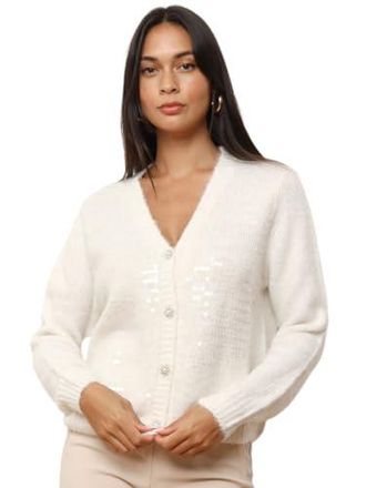 La Modeuse Cardigan &agrave; sequins et boutons perles