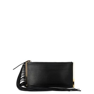Elisabetta Franchi Femme, Sacs, Noir, Taille: ONE Size Boulevard Leather Clutch