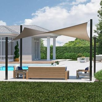 Coolaroo Dualshade Irisierendes Outdoor-Sonnensegel mit 95% UV-Schutz und Montageset f&uuml;r Terrasse, Garten, Pool und Hinterhof, 365,8 x 243,8 cm, rechteckig, Fa
