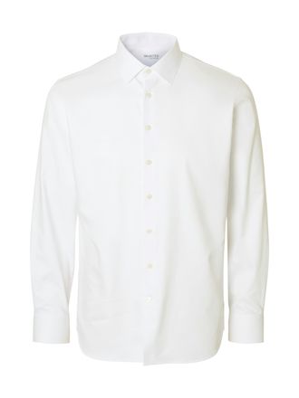 Selected Langarmhemd SELECTED SLHSLIMPERFORMANCE SHIRT LS D, Herren, Gr. XXL, N-Gr, hellwei&szlig;, Web, Obermaterial: 60% Baumwolle, 35% Polyester, 5% Elasthan, uni