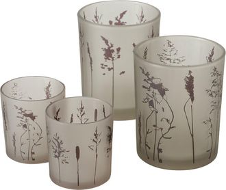 Boltze 2 x Windlicht Gr&auml;ser Glas H&ouml;he 8-13 cm braun Hellbraun