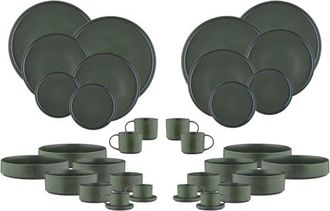 Bj&ouml;rn Borg SCANDI Geschirrset 36-teilig SR-COSCOL26 BJORN, Recyceltes Steinzeug, Olivgr&uuml;n, Sp&uuml;lmaschinen- und Mikrowellenfest, f&uuml;r 4 Personen
