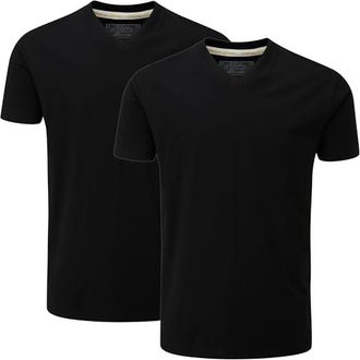 Charles Wilson Pack de 2 T-Shirts Unis &agrave; Col V (3XL, Black (1024))