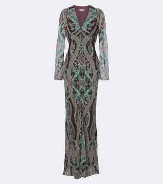 Veronica Beard Robe longue Daciana en soie &agrave; imprim&eacute;