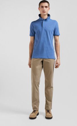 Eden Park Polo Manches Courtes En Coton Stretch Bleu Coupe Slim